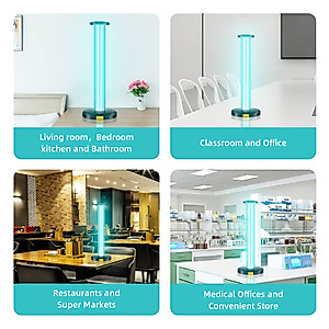 JTAPURE Ultraviolet Lamp, 100W Ozone Free UV Light Purifier for Large Room, with Three-Step Timing Remote Control, Blue Light, Up to 99.9% Purification for Bathroom, Bedroom, Toilet