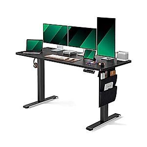 Marsail Standing Desk Adjustable Height, 55x24 Inch Electric Standing Desk with Storage Bag, Stand up Desk for Home Office Computer Desk Memory Preset with Headphone Hook