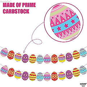 KatchOn, Easter Egg Garland for Mantle - 10 Feet, No DIY | Large, Easter Garland for Easter Decorations | Happy Egg Easter Banner for Fireplace | Easter Party Decorations | Easter Garland Decorations