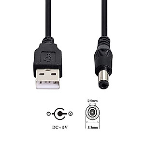 cablecc USB 2.0 Male A Type to 5.5 x 2.5mm DC 5V Power Plug Barrel Connector Charge Cable 80cm