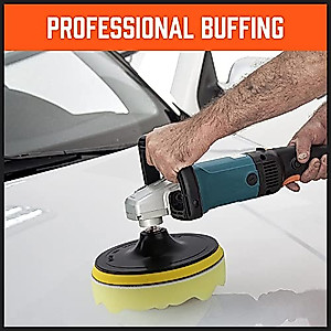 HORUSDY 6" Buffing Pad Kit, Polishing Pad Kit for 6 Inch Backing Plate Compound Buffing Sponge and Woolen Pads Cutting Polishing Pad Kit for Car Buffer Polisher, Polishing and Waxing.