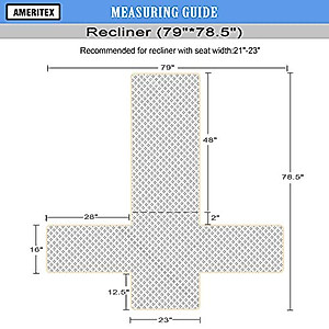 Ameritex Waterproof Nonslip Recliner Cover Stay in Place, Dog Chair Cover Furniture Protector, Ideal Recliner Slipcovers for Pets and Kids (23", Light Grey)