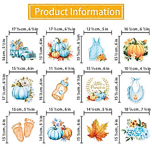 Little Pumpkin Baby Shower Decorations for Boy, Fall Blue Gender Reveal Decor, A Little Pumpkin Is on His Way Baby Shower Banner and Pumpkin Hanging Swirls