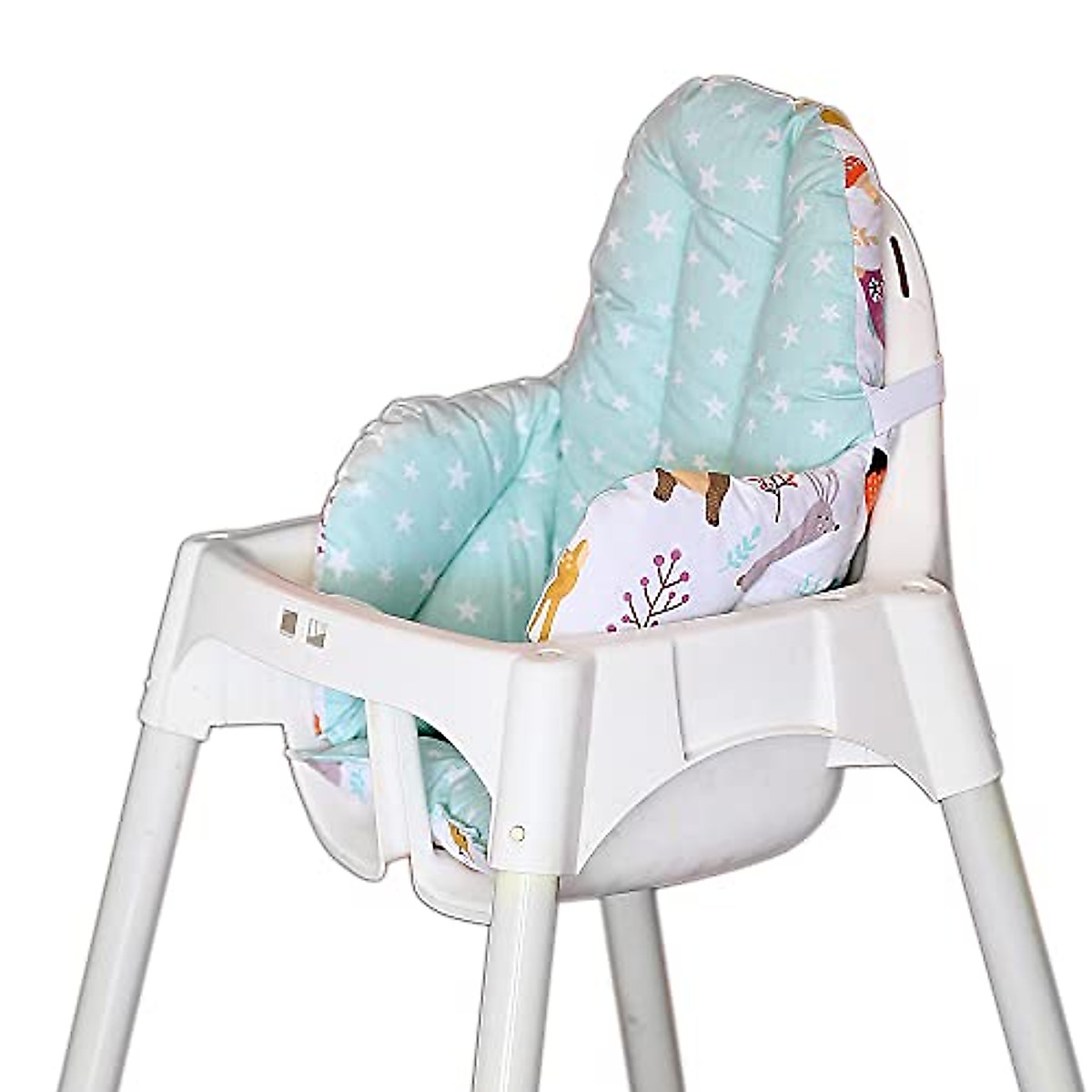 Bebek Ozel High Chair Cushion for IKEA High Chair, One Piece IKEA High Chair Accessories, Cotton Antilop High Chair Accessories, Washable IKEA High Chair Cushion (nature green)