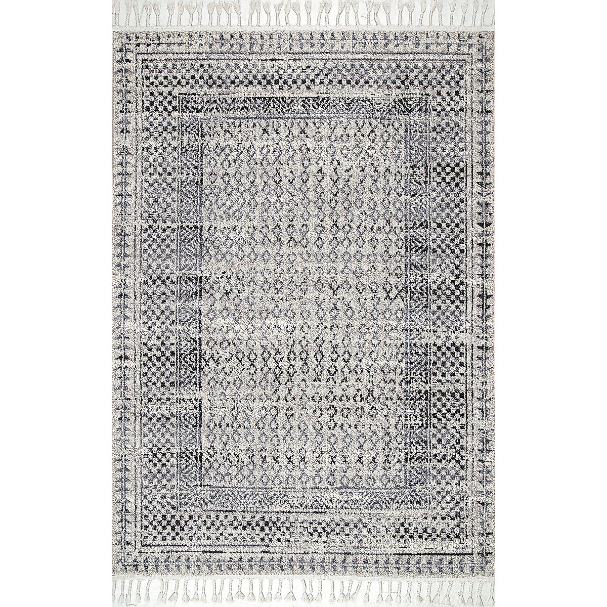 nuLOOM Claudia Diamond Tassel Area Rug, 8x10, Ivory