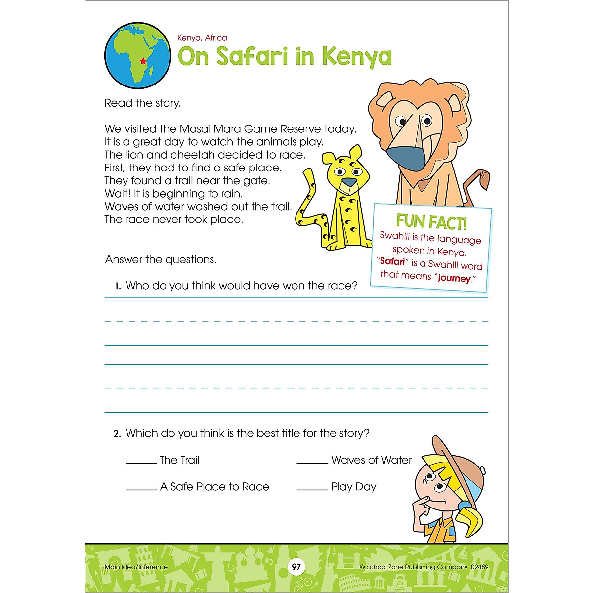 School Zone - Travel the World 1st Grade Learning Workbook - 240 Pages, Ages 6 to 7, Stickers, Beginning and Ending Letters, Geography, Culture, and More (Easy-Tear Top Bound Pad) (Learning Tablets)