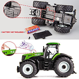 TGRCM-CZ 1:30 V-TRONIC 8250 Farm Tractor, Sound Toy Truck Tractor with Detachable Roof and Openable Engine Cover, Glide Forward Tractor Toys for Kids Boys Girls Outdoor Games, Green