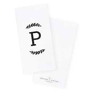 The Cotton & Canvas Co. Personalized Single Monogram Initial P Soft Absorbent Kitchen Tea Towel, Flour Sack Towel, Dish Cloth