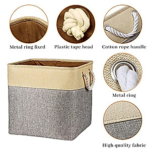 MEGACRA Fabric Storage Baskets 13x13x13 Storage Cubes Collapsible Storage Bins Basket [3-Pack] with Sturdy Handles Fabric Storage Bin Organizational Baskets for Shelves Clothes Toys Books, Office, Nursery Perfect Organization and Storage