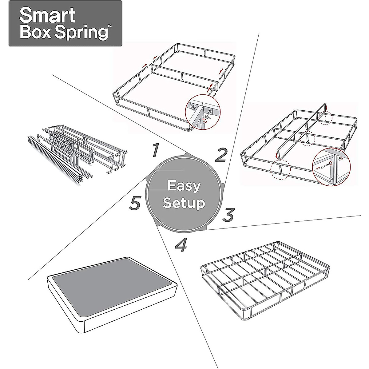 ZINUS 9 Inch Metal Smart Box Spring / Mattress Foundation / Strong Metal Frame / Easy Assembly, Queen