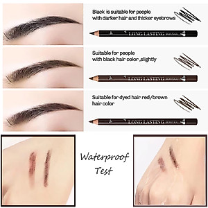 SUMEITANG 12 Pcs Dark Brown Eyebrow Pencil Eyeliner Makeup，Soft Textured，Easy to Color，Waterproof，Long Lasting Eyebrow Tint Pen for Fills in Sparse Areas and Gaps Create a Natural Eye Brow