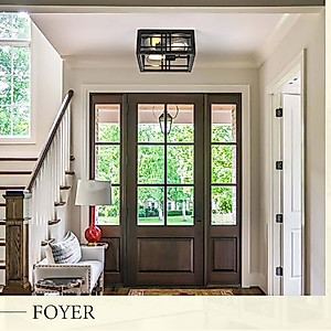 Betklamp Square Ceiling Light Fixtures Flush Mount Lighting Fixtures, 2-Light Porch Ceiling Lights Outdoor Ceiling Light Fixture for Porch Hallway Kitchen Entryway