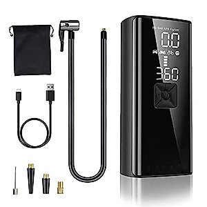 KIMHI Tire Inflator Portable Air Compressor,150PSI Portable Tire Inflator for Car,10000mAh Battery,2X Faster Inflation Electric Air Pump with Digital Pressure,Emergency Lights,Fits Cars,Motorcycle,Bal