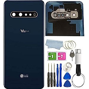 V60 ThinQ Back Glass Cover Replacement Housing Door with Tape Parts for LG V60 ThinQ V600 5G All Model with USB to Type-c Cable + Tools (Classy Blue)