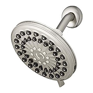 Waterpik 6-Mode RainFall+ Rain Shower Head with PowerPulse Massage, Brushed Nickel ,XED-639E