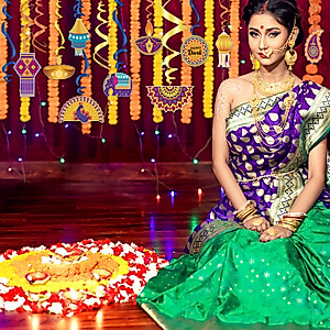 50Pcs Diwali Hanging Swirls Party Decoration Supplies Happy Deepavali Themed Hanging Swirls Kit of India Light Festival