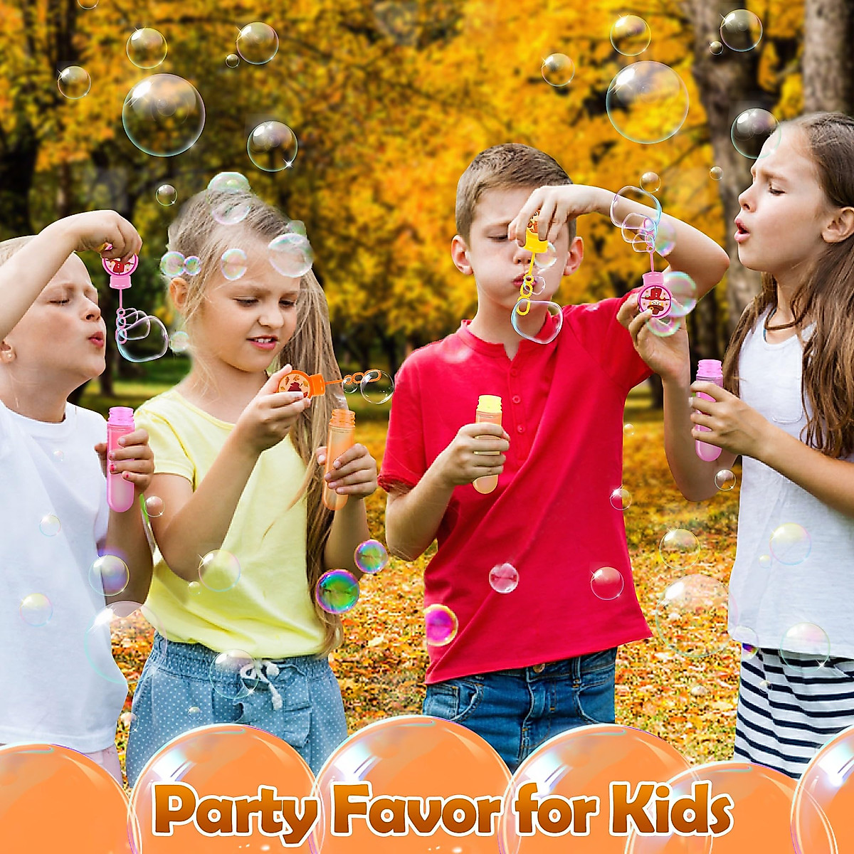 24 Pack Fall Party Favors Bubble Wands - Maple Leaves, Pumpkins, and Turkey Designs, Bubble Toys for Fall Thanksgiving Party Favors Goodie Bag Stuffers Classroom Prizes Thanksgiving Gifts
