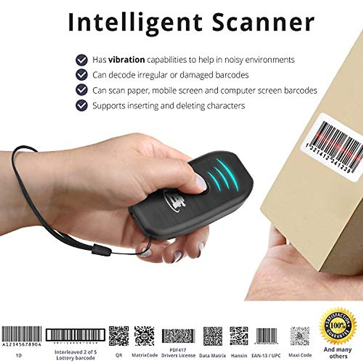 ScanAvenger Portable Mini-Wireless Bluetooth Barcode Scanner: Hand Scanners - Cordless, Rechargeable 1D & 2D Scan Gun for Inventory Management - Wireless, Handheld USB QR (1D & 2D Barcode Scanner)