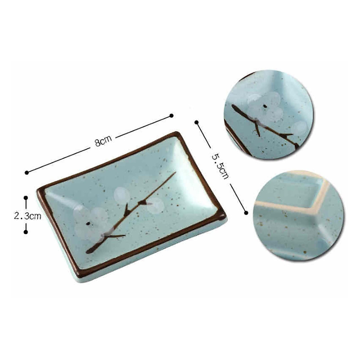 WAOCEO Appetizer Bowls 2 Pcs Ceramic Small Square Sauce Dish Japanese Style Sushi Dish Flavoring Sushi Mustard Plate Soy Sauce Blossom Pepper Tray Salad Bowls (Color : 4)