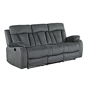 Blackjack Furniture Elton Microfiber Reclining Modern Living Room Loveseat, Sofa, Gray