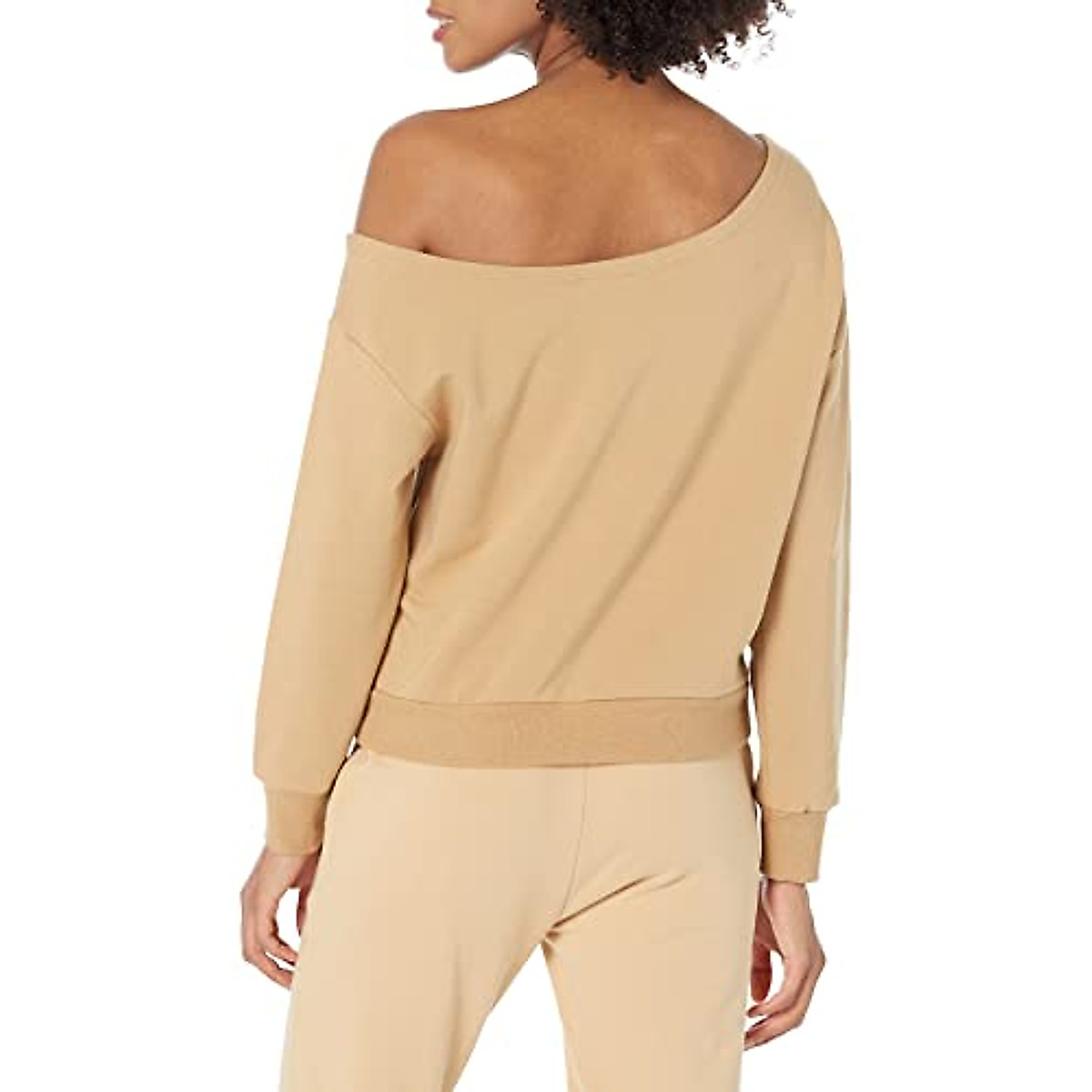 Daily Ritual Women's Terry Cotton & Modal Cut Out Shoulder Sweatshirt, Tan, Small