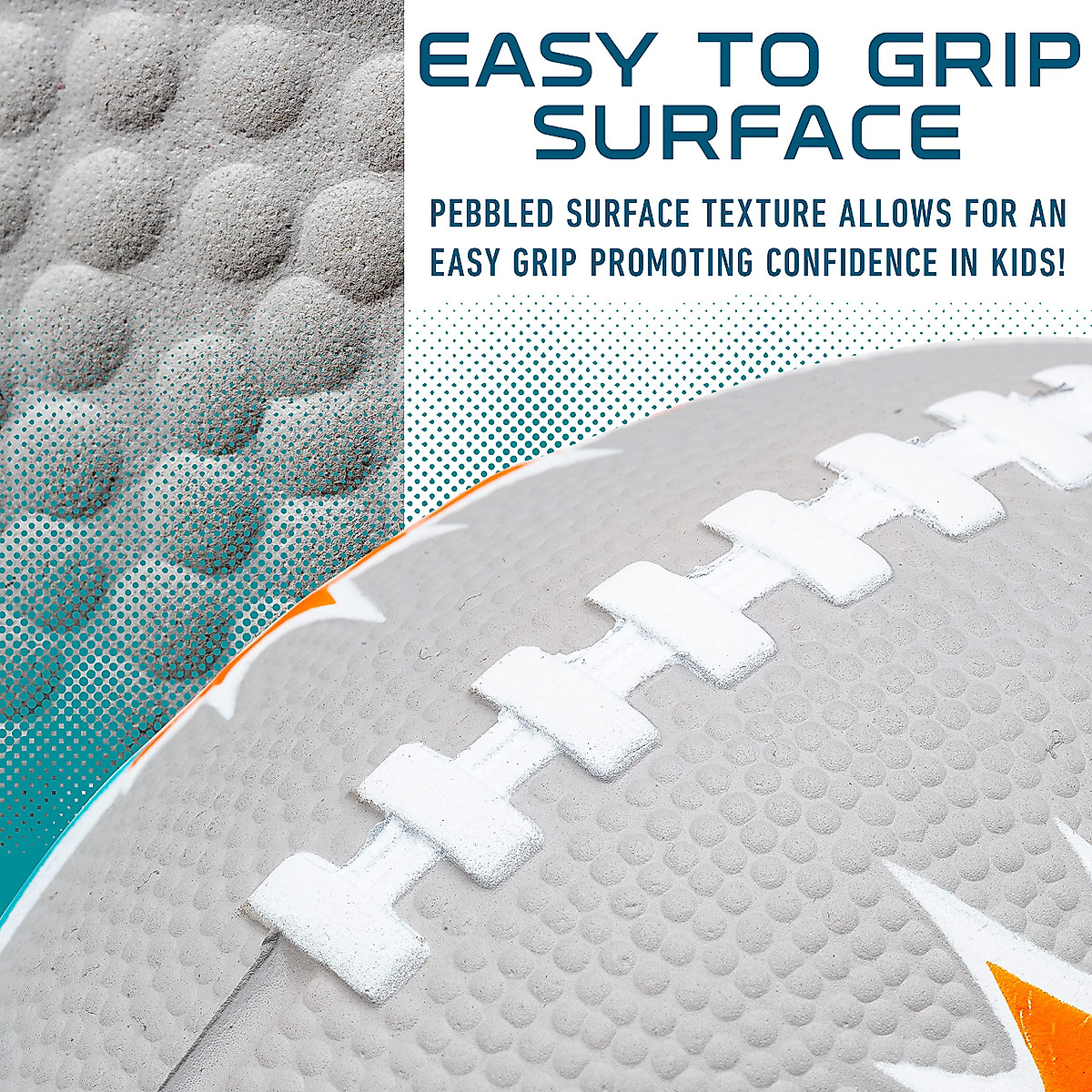 Franklin Sports NFL Miami Dolphins Football - Kids Foam Football - Soft Football - Mini Size - Perfect for Gameday - 8.5" 3D Logos!