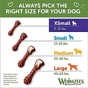 WHIMZEES by Wellness Brushing Dental Chews For Dogs, Grain-Free, Long Lasting Treats, Freshens Breath Extra Small Breed, 48 Count