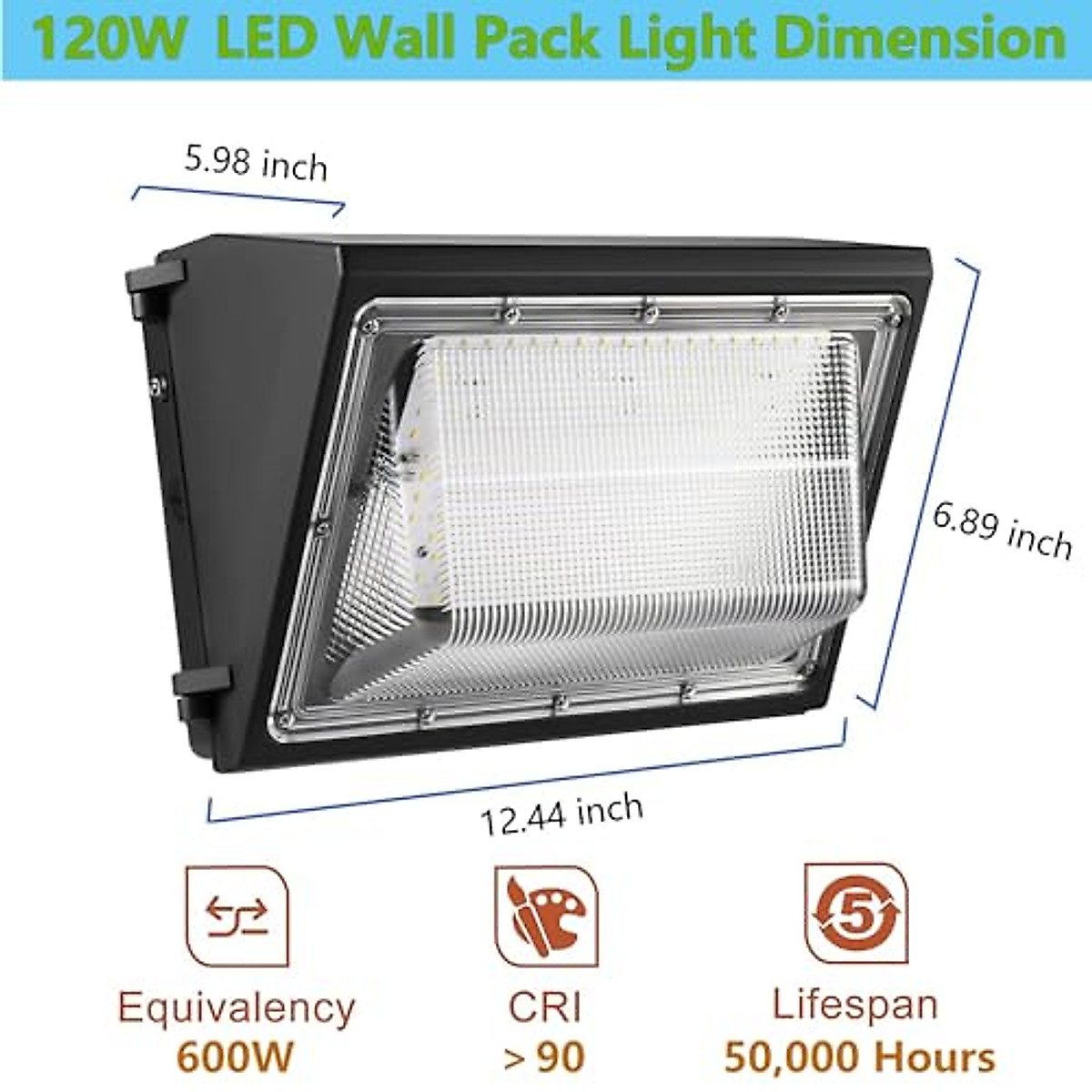 Dimmable 120W LED Wall Pack Light with Dusk to Dawn Photocell,16800LM Outdoor Security Lighting, Commercial Wall Mount Lights for Building