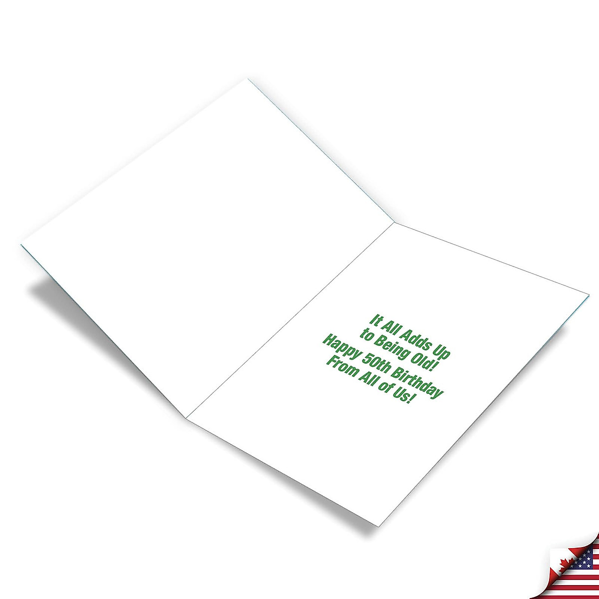 NobleWorks - 50th Big Funny Birthday Card (8.5 x 11 Inch) - Group Milestone Notecard for Year Old, Birthday Congrats from All of Us - Age Equation 50 J7195MBG-US