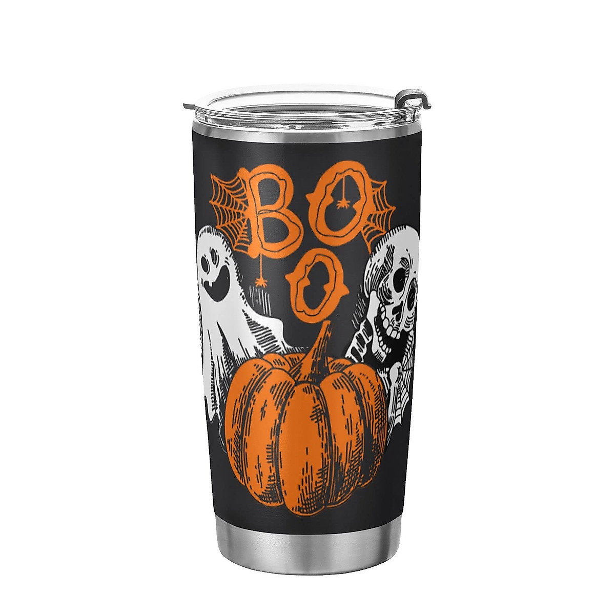 Yasala Halloween Tumbler Spooky Ghost Pumpkin Insulated Coffee Cup Back to School Beverage Container Office Travel Mug with Straw and Lid 20oz Holiday Gift