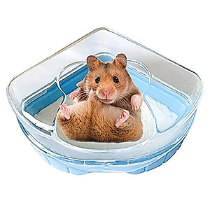 kathson Hamster Bathroom Gerbil Sand Dry Bath Plastic Container Small Animal Toilet Sandbox with Scoop and 2 Pcs Bathing Brush for Hamster Gerbil Mice