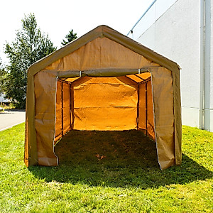 ALEKO Carport | Outdoor Event Tent | Carport Garage Canopy | Shelter Storage with Sidewalls | 10 x 20 x 8.5 Feet | Beige