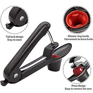 Cherry Pitter,Cherry Seed Remover Olives Pitter Tool, Cherries Corer Pitter Tool with Space-Saving Lock Design,Multi-Function Fruit Pit Remover for Making Cherry Jam ( Stainless Steel / Heavy-Duty)