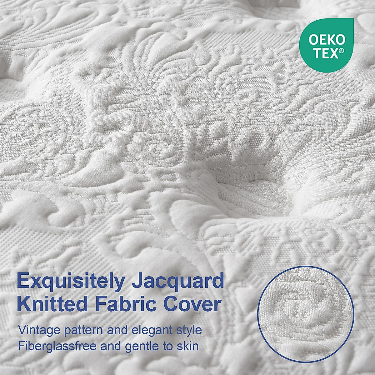 Suiforlun Twin XL Mattress, 12 Inch Pillow Top Cool Gel Memory Foam Hybrid Mattress in a Box, 7 Zone Encased Coils Innerspring for Back Pain Relief, Medium Firm