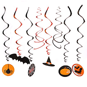 30 Pieces Halloween Hanging Swirl Party Decorations,Witches and Bats Ceiling Hanging Party Favor Indoor Decoration for Kids