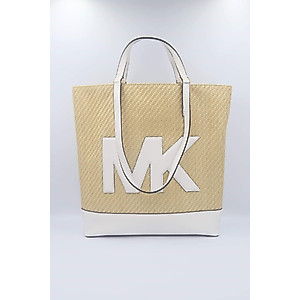MICHAEL Michael Kors Straw Python Capsule Kelli Large Dbl NS Tote Optic White