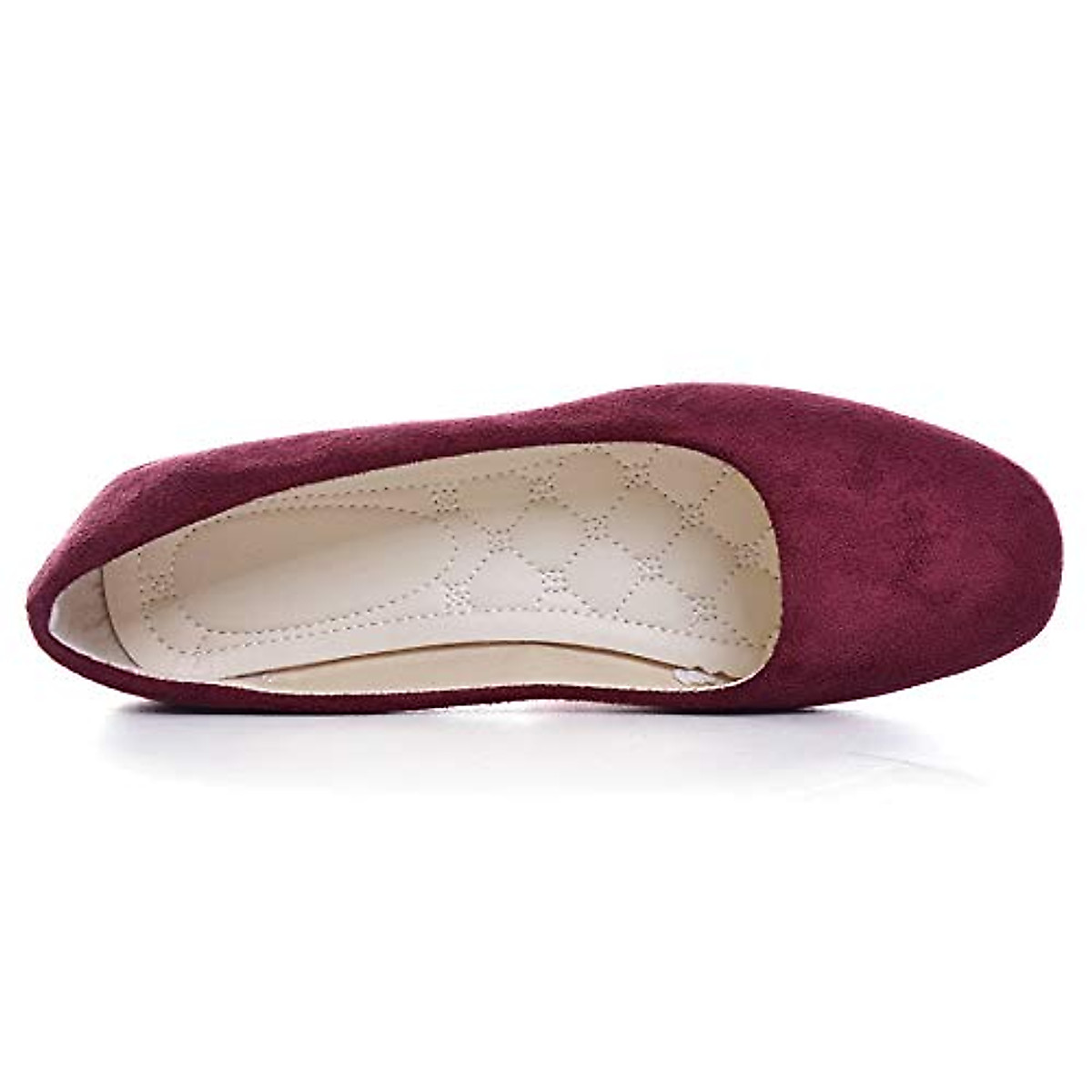 BOLOMEE Ladies Faux Suede Summer Casual Cute Dress Flats Outdoor Walking Shoes Wine Red US 9
