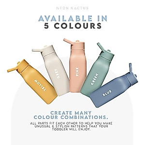 Neon Kactus Silicone Kids Bottle | Kids Water Bottle with Straw and Carry Handle for School, Travel, Sports | Drinking Bottle for Girls and Boys | BPA-Free, Dishwasher-Safe | Happy Camper, 340ml