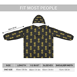 VunKo Summer Gold Pineapple Black Wearable Blanket Hoodie Oversized Sherpa Hooded Sweatshirt Blanket for Women Men