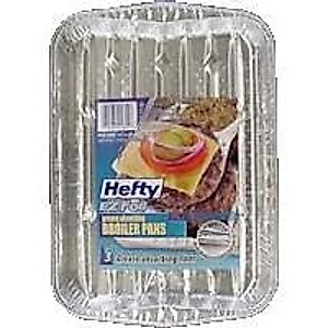 Hefty EZ Foil 91855 8-Inch x 11.25-Inch x 1-Inch Miracle Broiler Pans Grease Absorbing (Pack of 3)