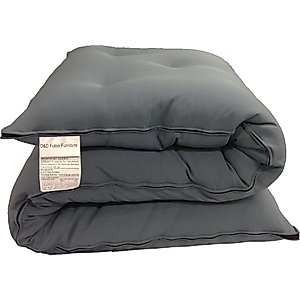 D&D Futon Furniture Gray Traditional Japanese Floor Rolling Mattress 80 x 30 x 3, Shikifuton Cotton Batting, Foam, Polyester Fiber Batting