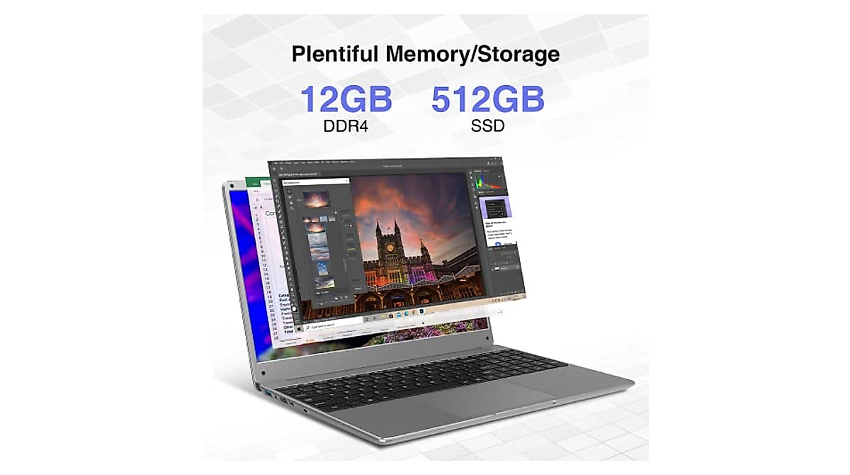 BiTECOOL 15.6" Laptop with Intel Core i3 & 12GB RAM