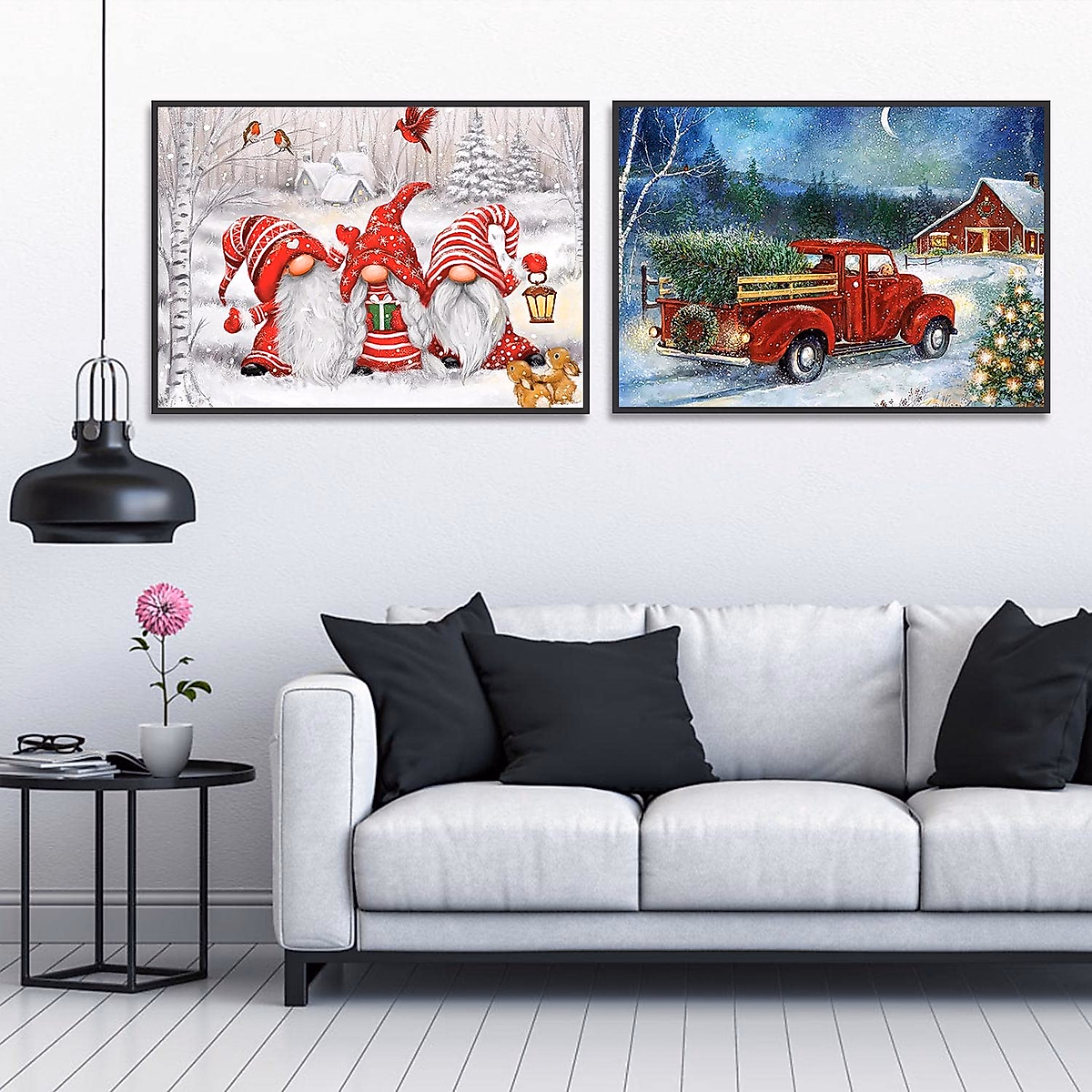 GESOON 2 Pack 5D Diamond Painting Kits for Adults,Chrismas DIY Diamond Art Kits with Round Full Drill Diamonds Paintings Gem Art for Home Wall Decoration Gift 12X16 Inch (2 Pack Diamond Painting)