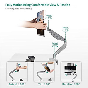 EleTab Single Monitor Desk Mount - Height Adjustable Single Monitor Stand Articulating Full Motion Swivel VESA Arm Fits for Computer Screen 17 to 32 inches, Hold up to 17.6 lbs
