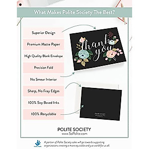 Polite Society Thank You Cards - 37 Beautiful Thank You Card - Blank Cards - White Envelopes Included - Bridal, Baby Showers and Business (37 Pack - Bonus 24K Gold Card)