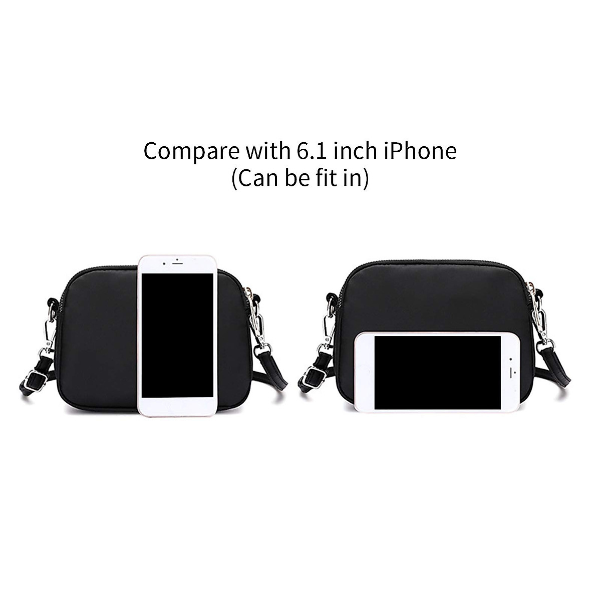 NOTAG Small Nylon Crossbody Bags for Women Travel Purses Waterproof Messenger Shoulder Bags (Black)
