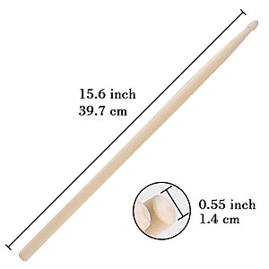 OIETON 2 Pairs Drum sticks 5A Classic Maple Wood Drumsticks Wood Tip Drumstick for Adults Kids and Beginners