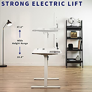 VIVO Electric Height Adjustable 40 x 24 inch Stand Up Desk, Complete Standing Workstation with 2 Button Controller, White 2 Part Top, White Frame, DESK-EP40TW
