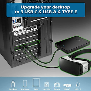 Sinefine PCI-E to USB 3.2 Expansion Card,3.2 gen2 10Gpbs (3X USB C, 1x USB A, 1x USB Type E A Key), USB C PCI Express Card, A-Key 20 Pin Header for Type C Front Panel Mount Adapter