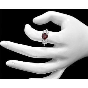 Unique Natural 8 MM Garnet Ring 925 Sterling Silver January Birthstone Solitaire Ring Garnet Jewelry Proposal Ring Birthday Gift For Girlfriend (RG-7772) (Sterling Silver, 9 US)